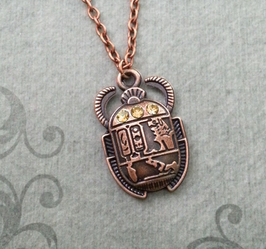 Scarab Beetle Necklace Scarab Jewelry Yellow Eyed Scarab Charm | Etsy