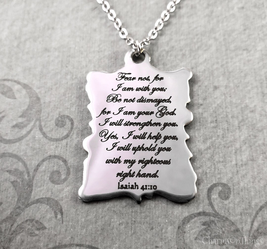Isaiah 41:10 Necklace Fear Not I Am With You Engraved Christian Jewelry ...