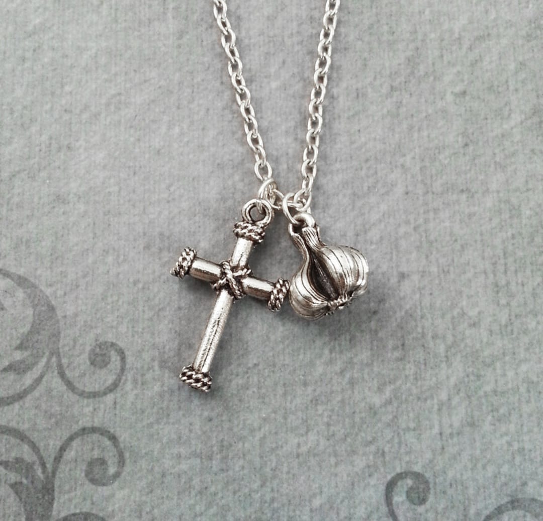 Cross Necklace SMALL Garlic Necklace Vampire Necklace Garlic Jewelry ...