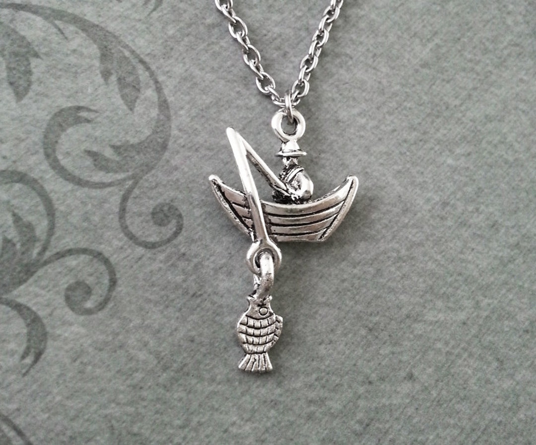Fisherman Necklace SMALL Silver Fish Necklace Fishing Jewelry Fishing ...