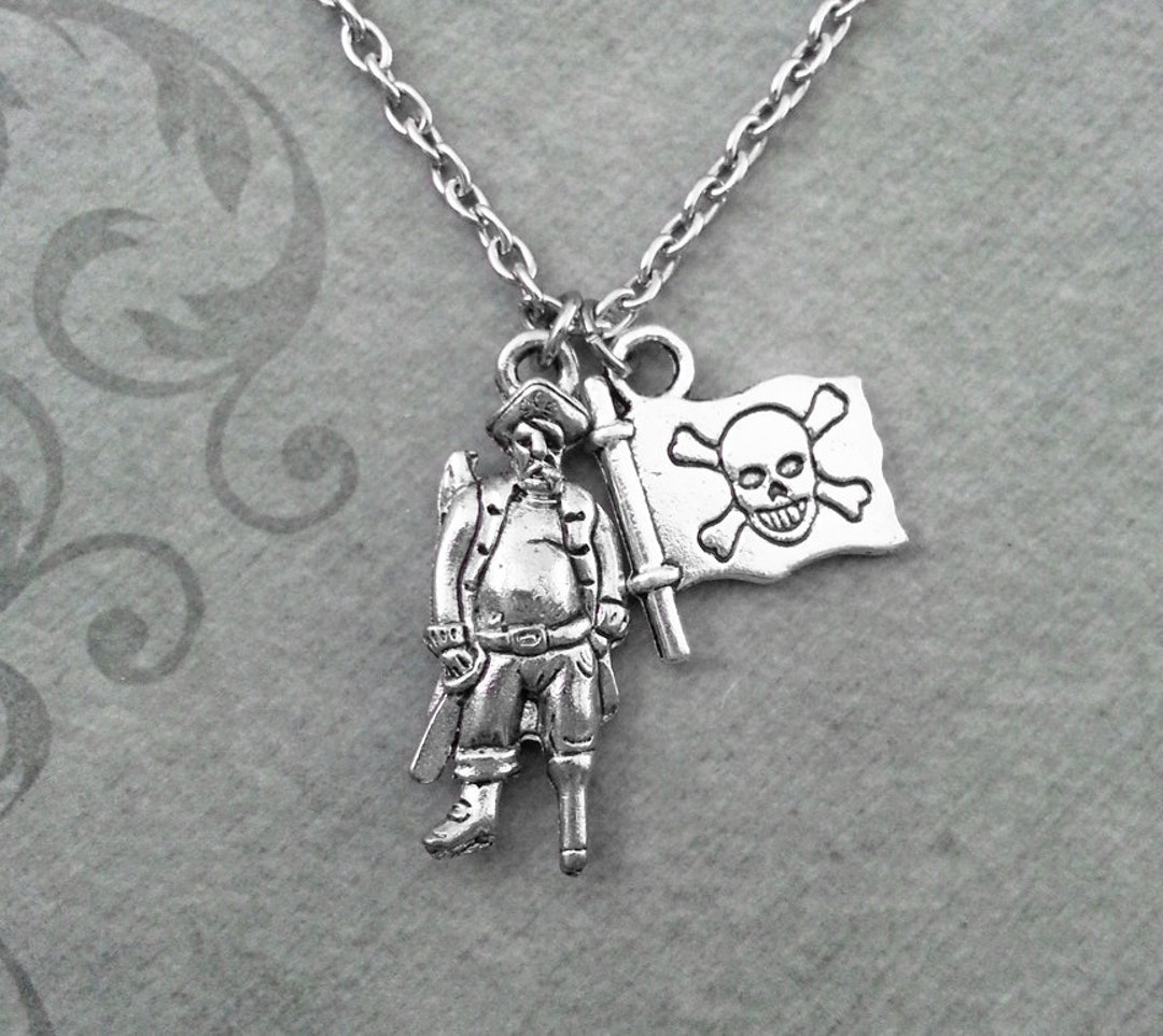 Pirate Necklace, SMALL Pirate Flag Necklace, Pirate Jewelry, Pirate ...