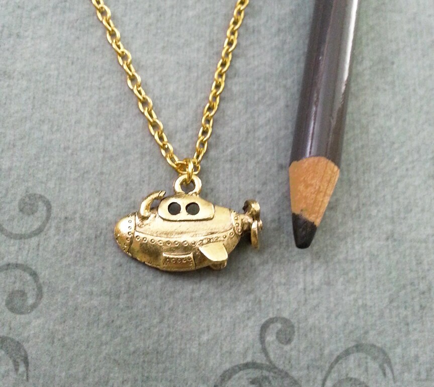 Submarine Necklace SMALL Submarine Jewelry Gold Submarine Charm ...