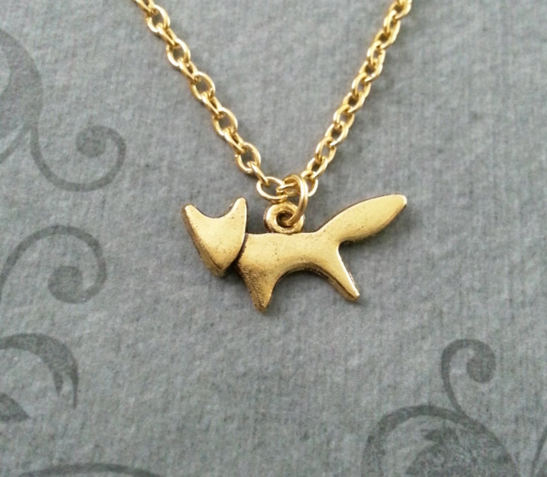 Fox Necklace VERY SMALL Fox Jewelry Gold Fox Charm Necklace Gold ...