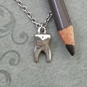 Tooth Necklace VERY SMALL Silver Tooth Jewelry Wisdom Tooth Gift Dental ...