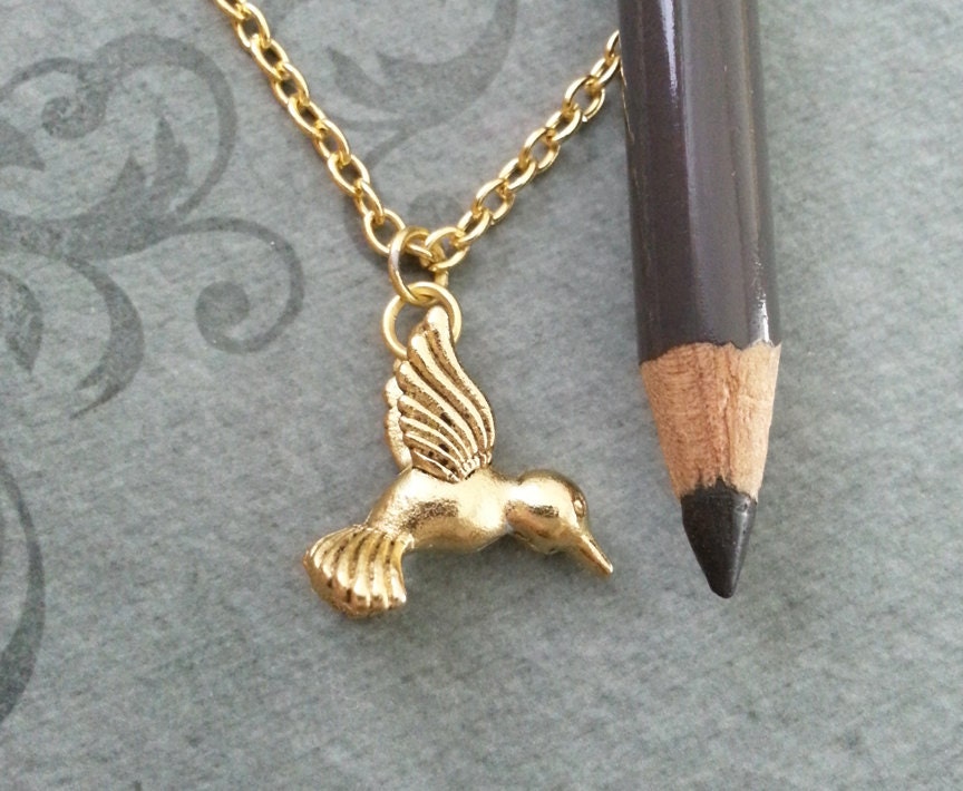 Hummingbird Necklace VERY SMALL Bird Necklace Hummingbird - Etsy