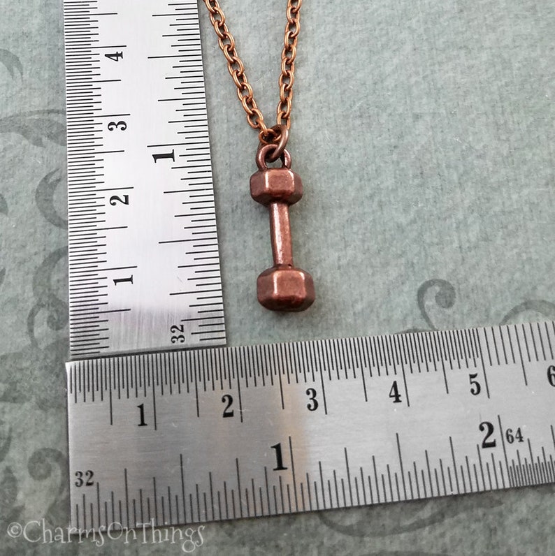 Dumbbell Necklace Copper Dumbbell Charm Necklace Weight - Etsy