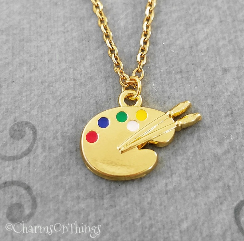 Paint Palette Necklace Artist's Palette Charm Necklace - Etsy