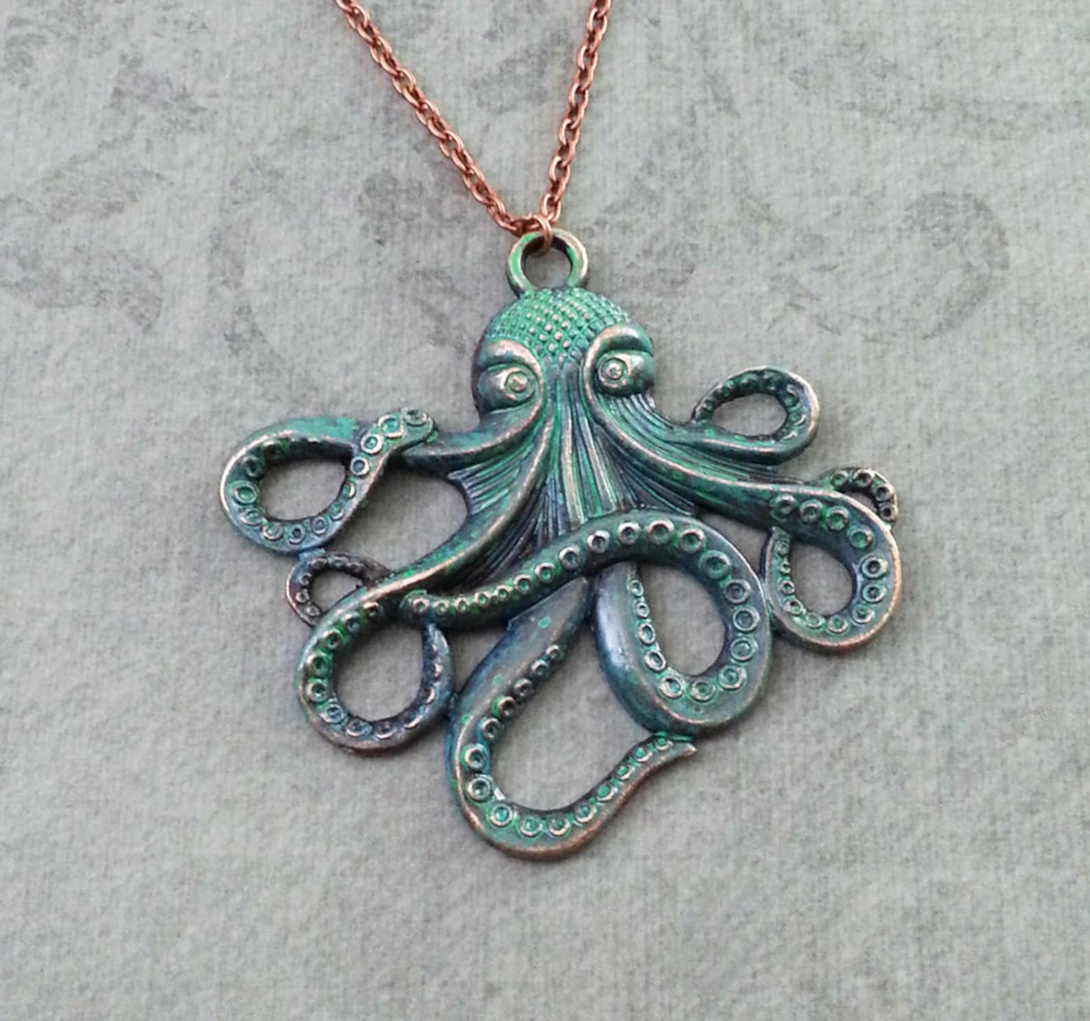 Octopus Necklace VERY LARGE Octopus Jewelry Copper Octopus | Etsy