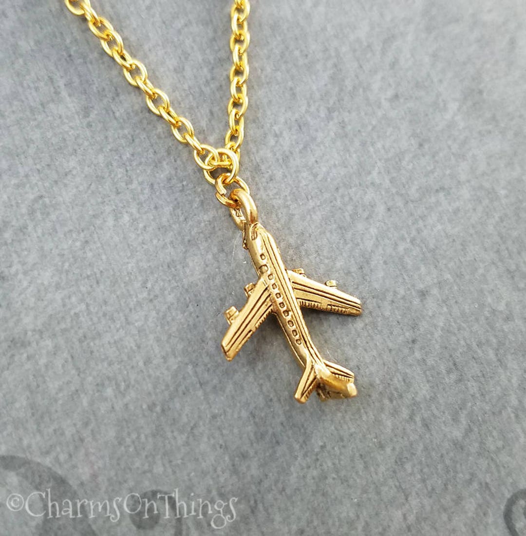Airplane Necklace SMALL Plane Necklace Plane Charm Necklace Travel ...
