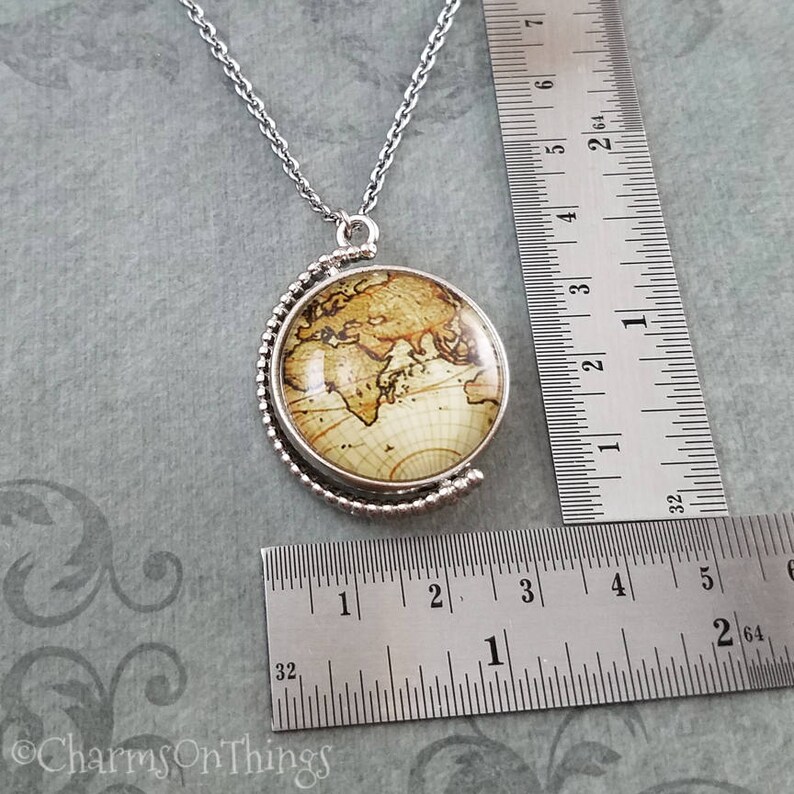 Globe Necklace Map Necklace World Necklace Vintage Globe - Etsy