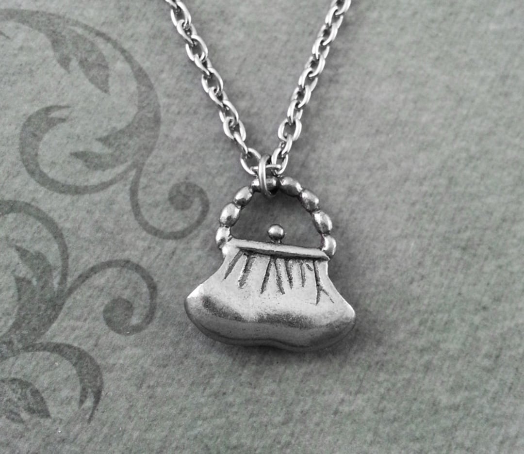 Purse Necklace VERY SMALL Silver Purse Jewelry Mothers Day Necklace Mom ...