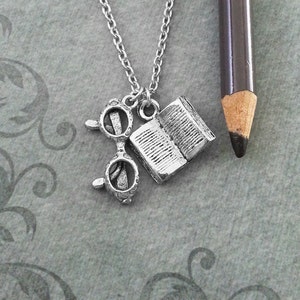 Book Necklace SMALL Reading Glasses Necklace Book Jewelry Teacher ...