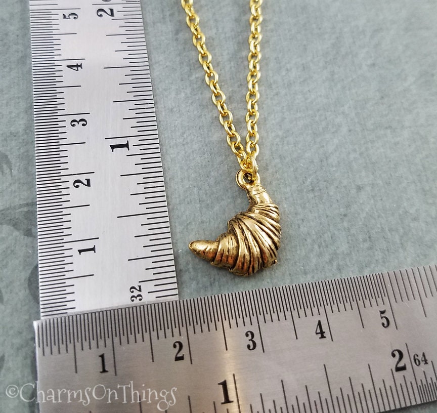 Croissant Necklace SMALL Croissant Charm Croissant Pendant Necklace ...
