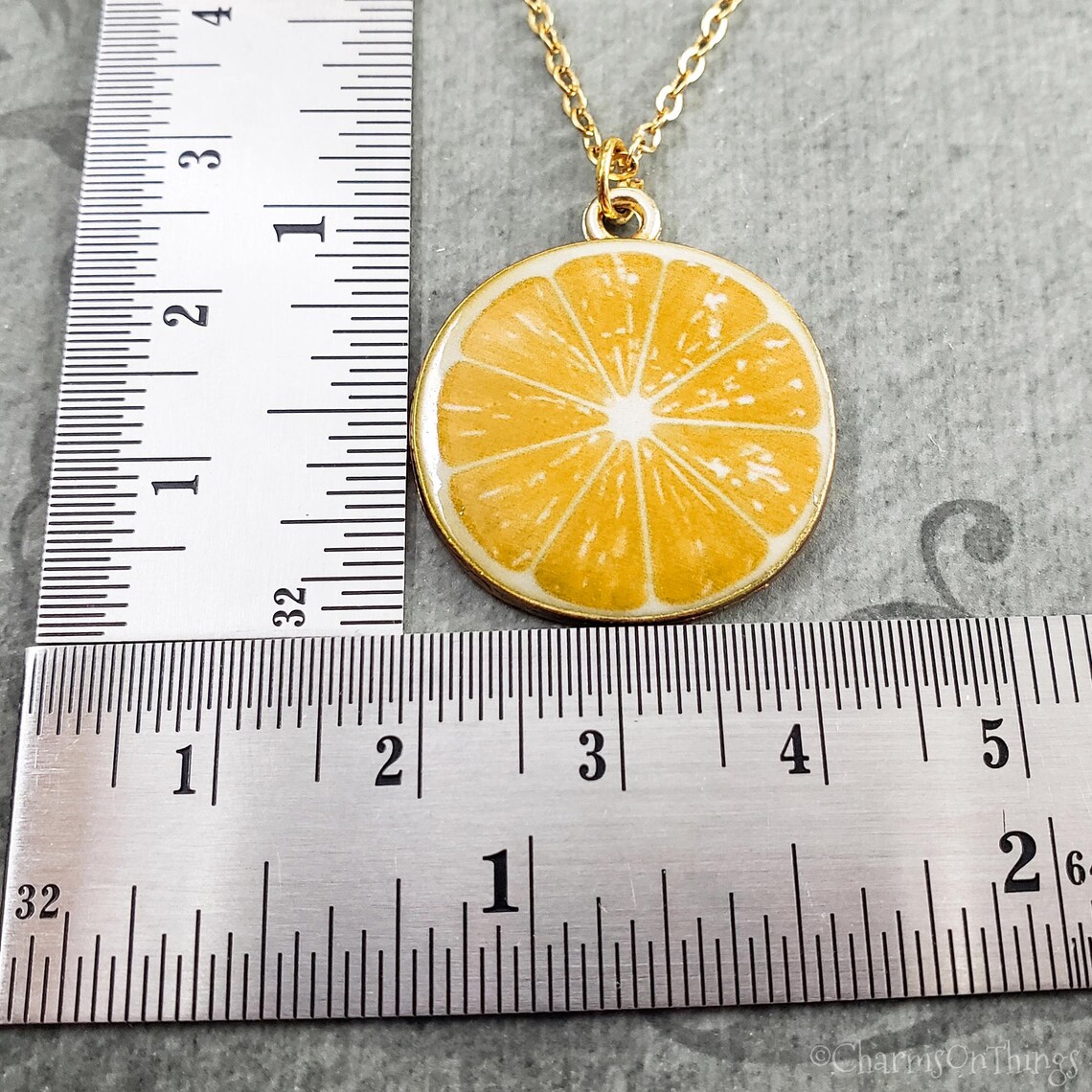 Lemon Necklace Lemon Jewelry Lemon Slice Charm Necklace Yellow Lemon ...