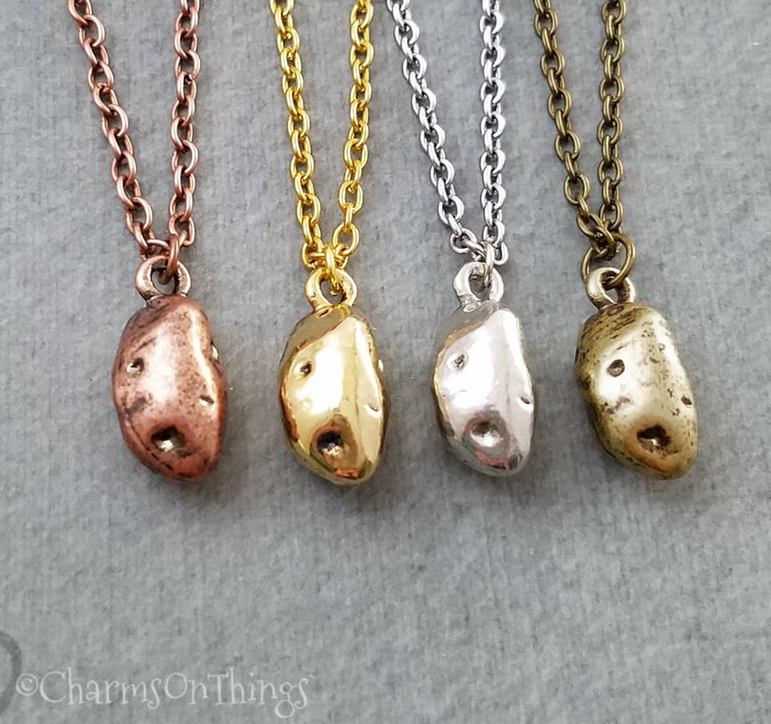 Potato Necklace Set SMALL Potato Charm Necklaces Copper Bronze Potato ...