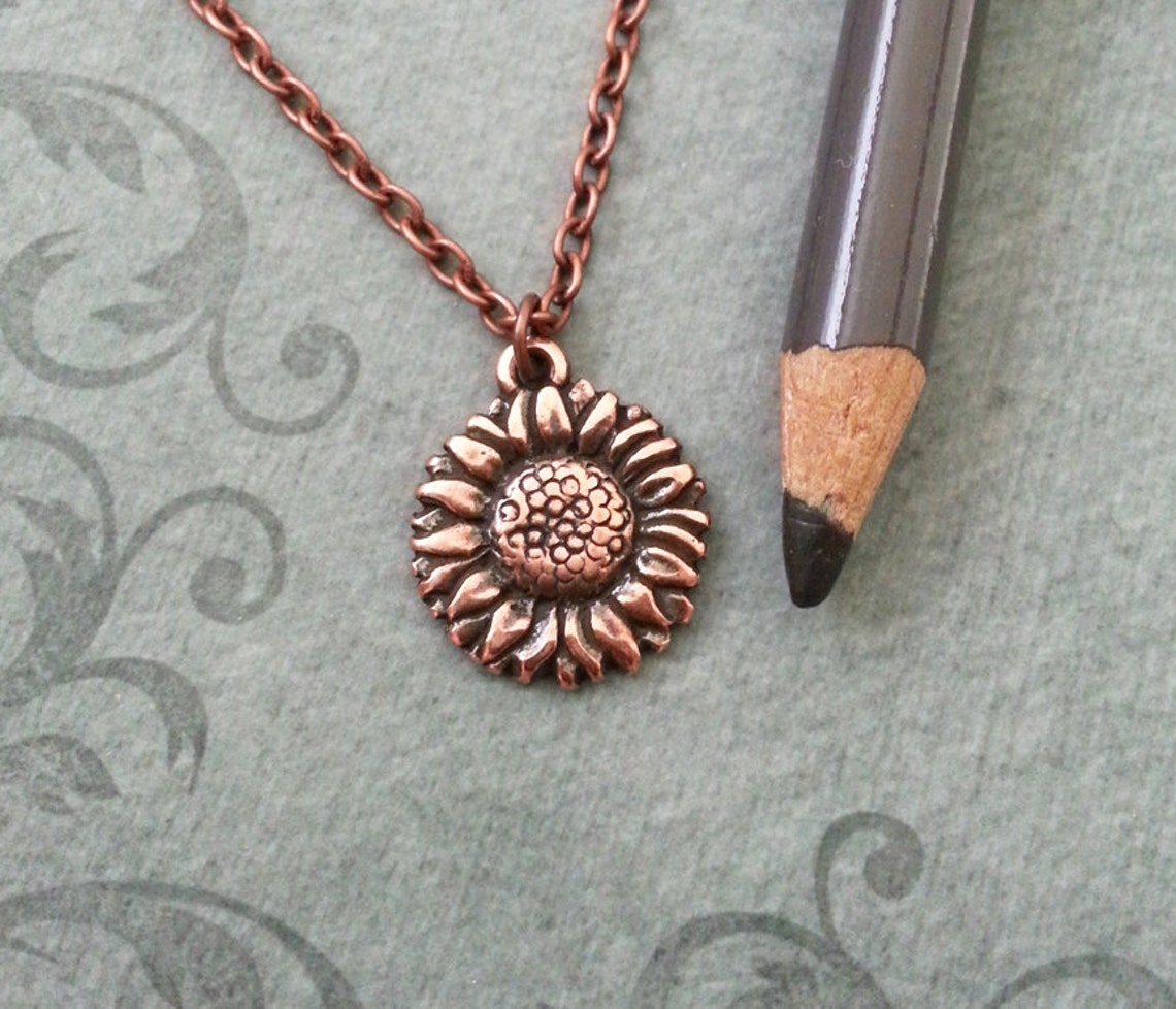 Sunflower Necklace SMALL Sunflower Jewelry Sunflower Pendant Copper ...