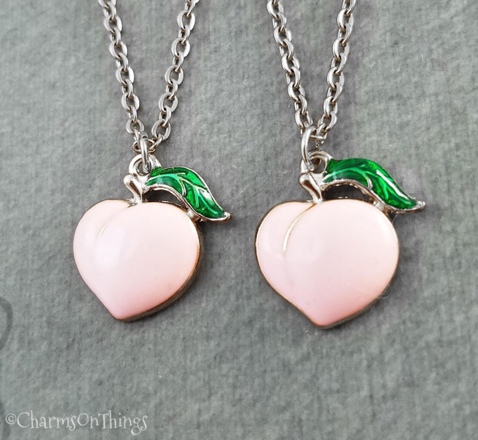 Peach Necklace SET of 2 Peach Necklaces Fitness Jewelry Peach Jewelry ...