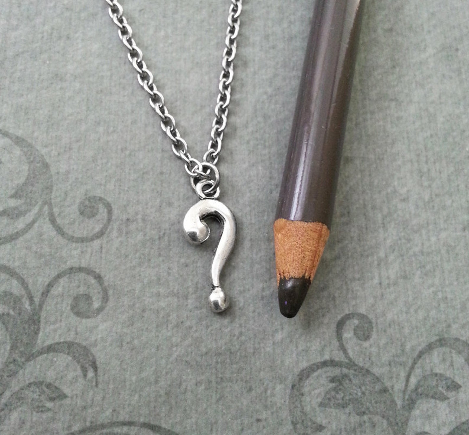 Question Mark Necklace SMALL Question Mark Jewelry Punctuation Necklace ...