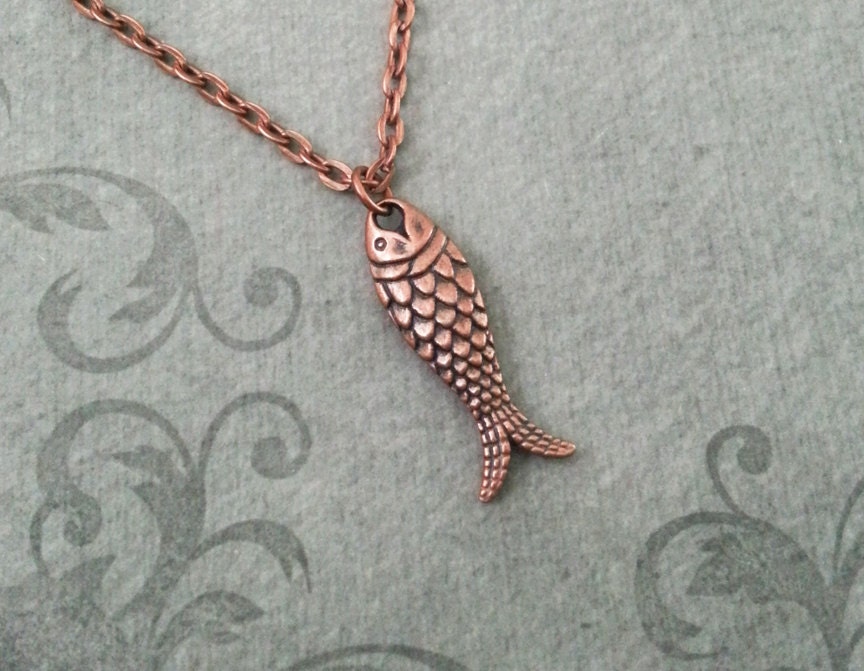 Fish Necklace SMALL Copper Fish Pendant Beach Necklace Copper Necklace ...