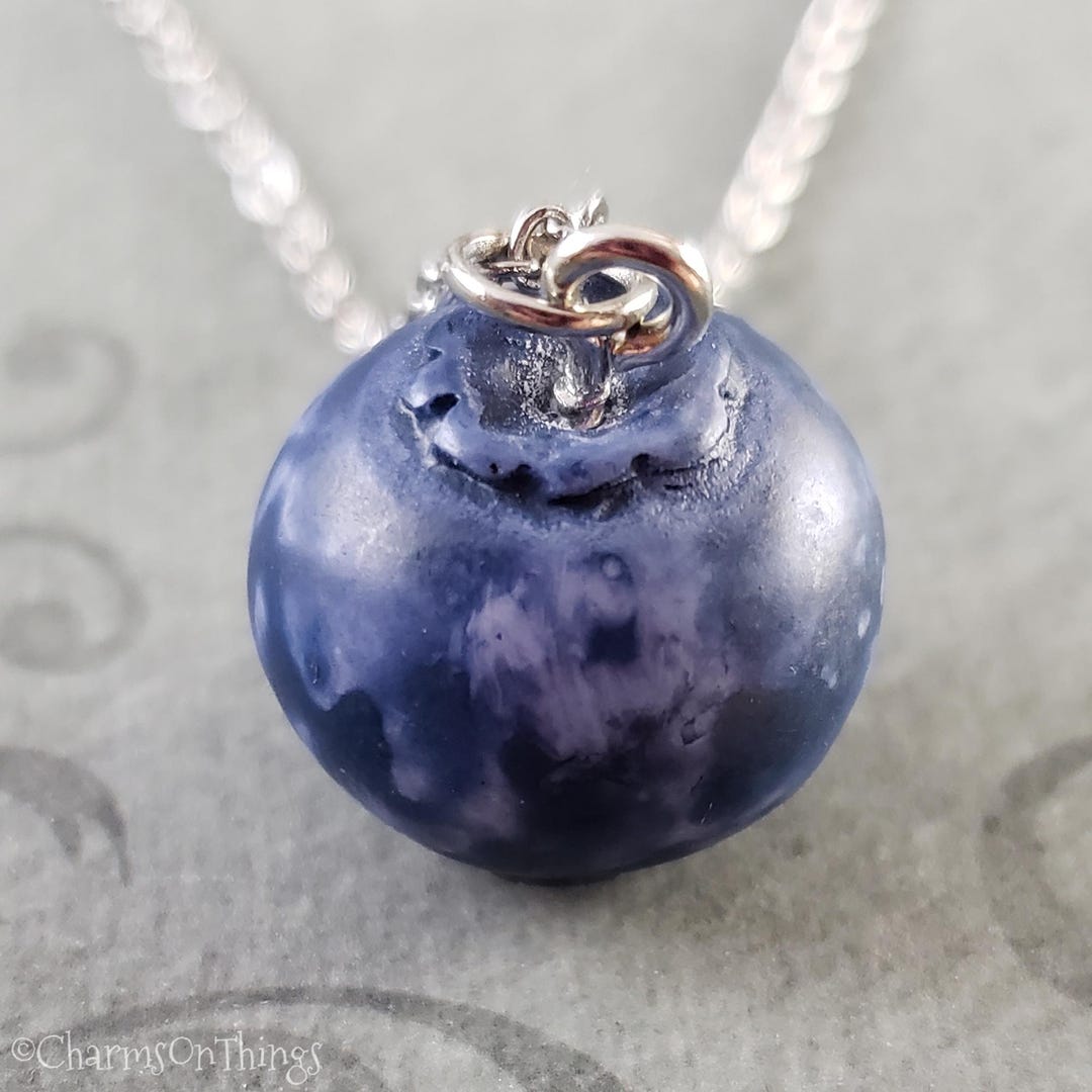 Blueberry Necklace SMALL Cute Realistic Blueberry Charm Women's Pendant ...