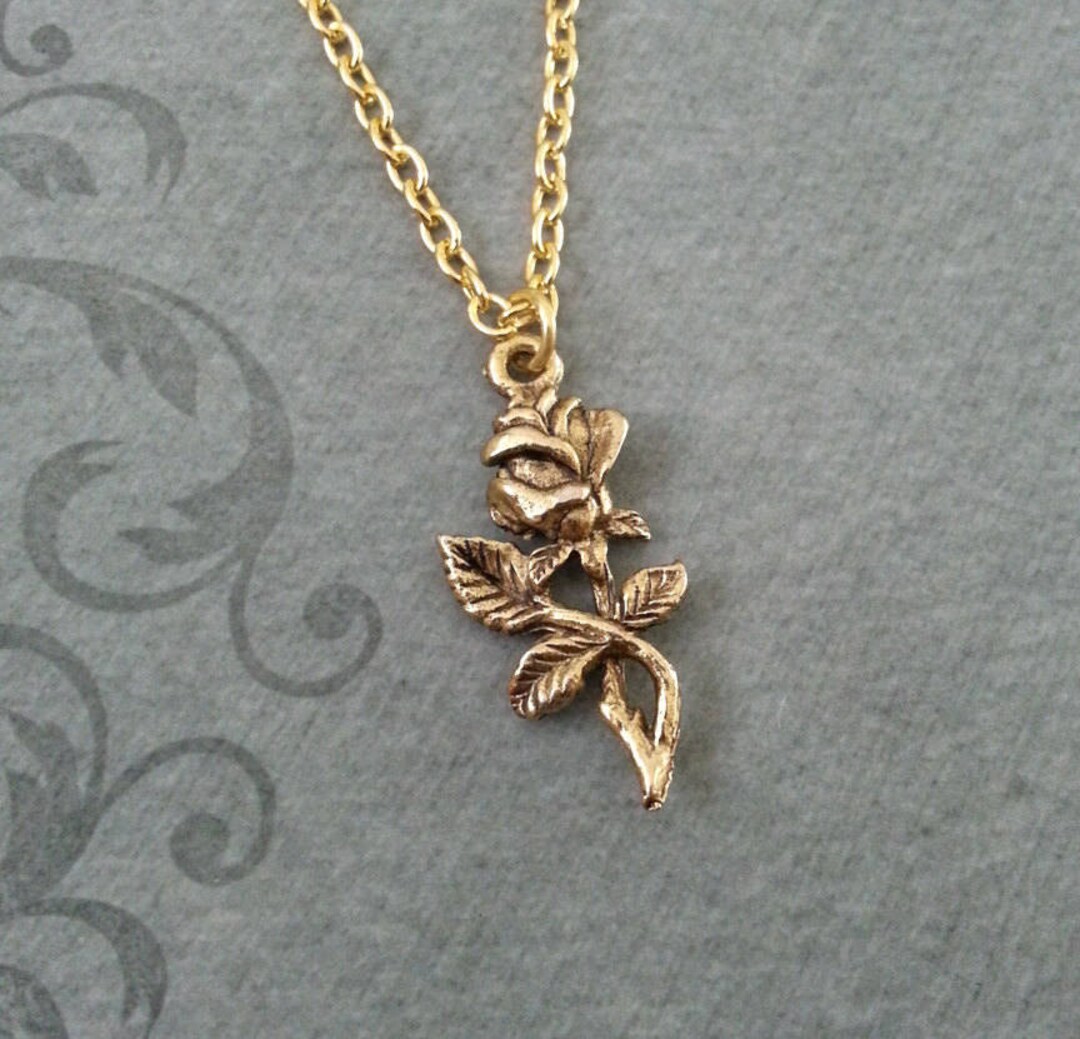 Rose Necklace, SMALL Rose Jewelry, Gold Necklace, Valentine's Day ...