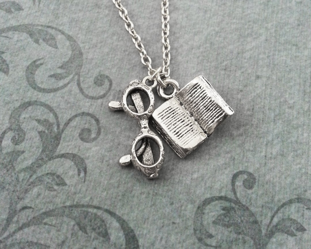 Book Necklace SMALL Reading Glasses Necklace Book Jewelry Teacher ...