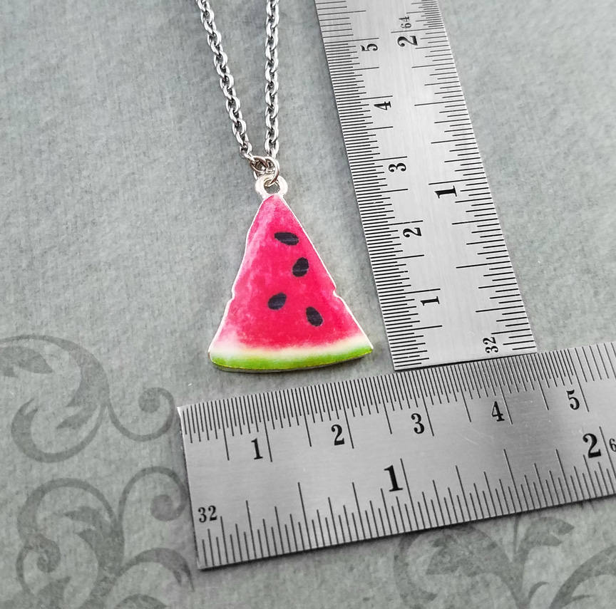 Watermelon Necklace Watermelon Jewelry Watermelon Slice Charm - Etsy