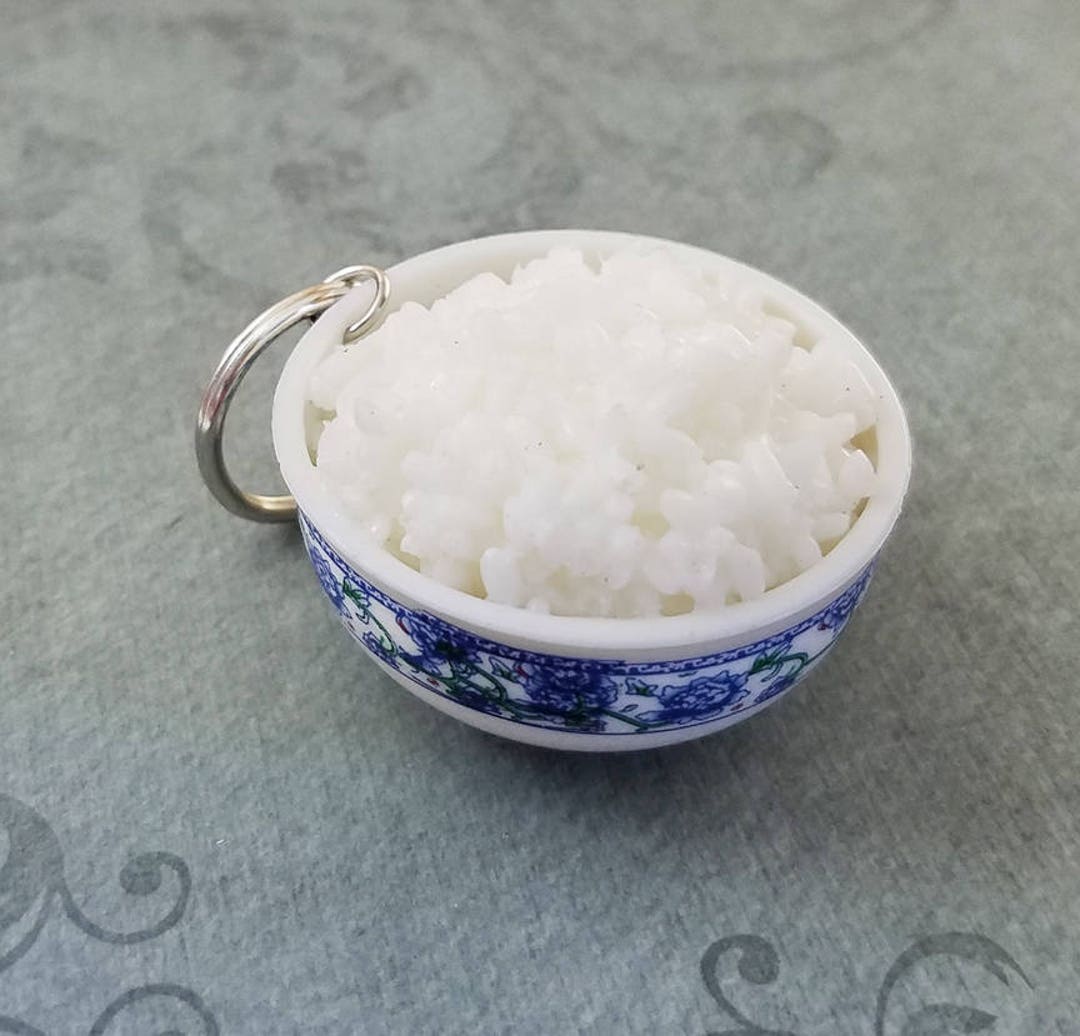 Rice Keychain LARGE Rice Bowl Keychain Rice Keyring Chinese Keychain ...