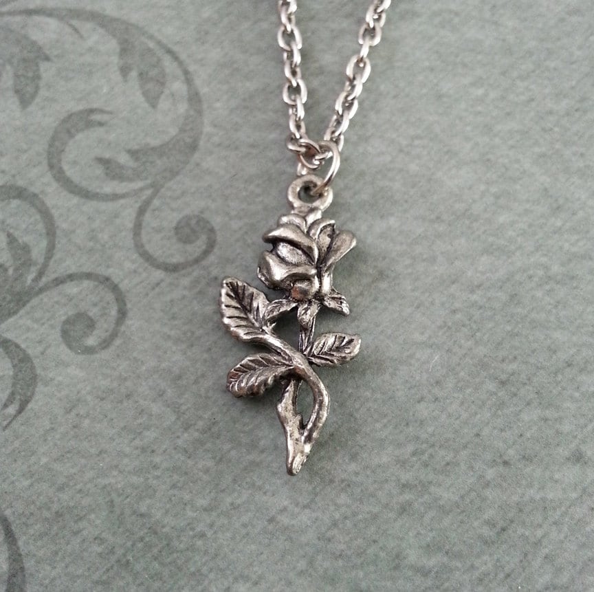 Rose Necklace SMALL Rose Jewelry Valentine's Day Jewelry - Etsy
