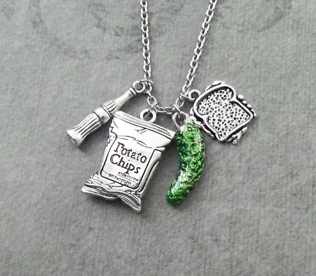 Sandwich Necklace Snack Food Jewelry Soda Pop Necklace Green Pickle ...