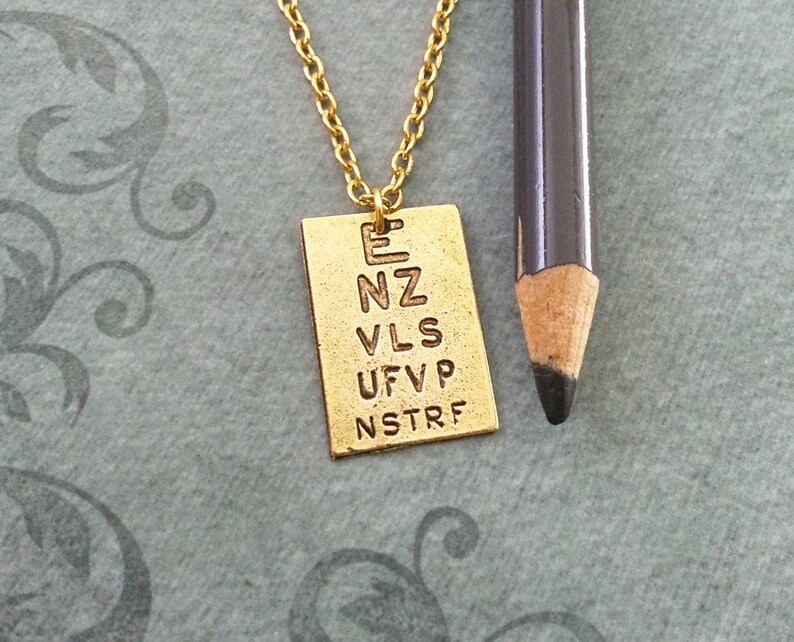 Eye Chart Necklace SMALL Eye Chart Charm Necklace Eye Care Gift Vision ...