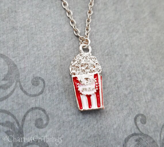 Popcorn Necklace SMALL Popcorn Charm Necklace Popcorn Jewelry - Etsy