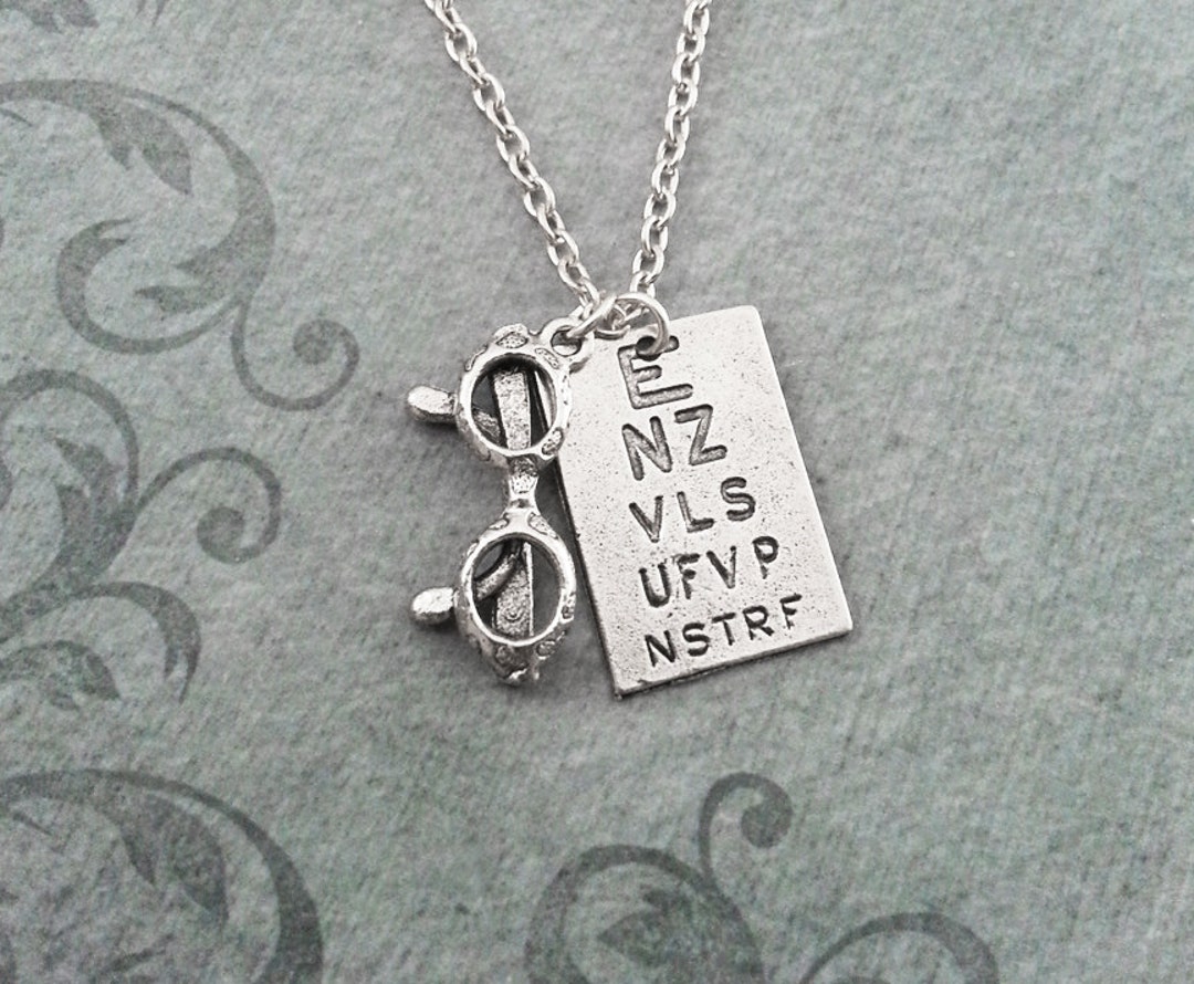 Eye Chart Necklace SMALL Reading Glasses Necklace Eye Care Gift Vision ...