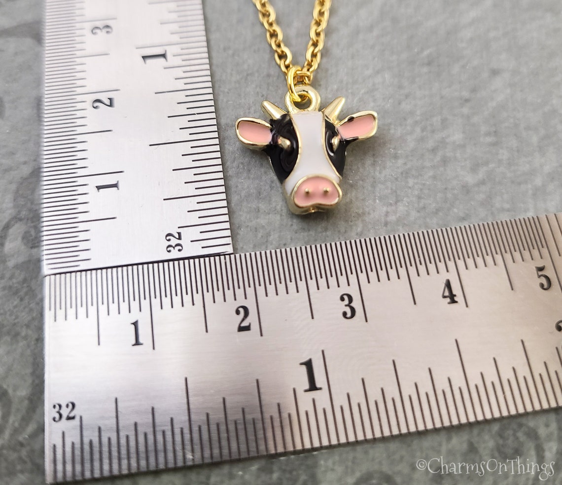 Cow Necklace Cow Jewelry SMALL Cow Charm Cow Pendant Necklace Farming ...