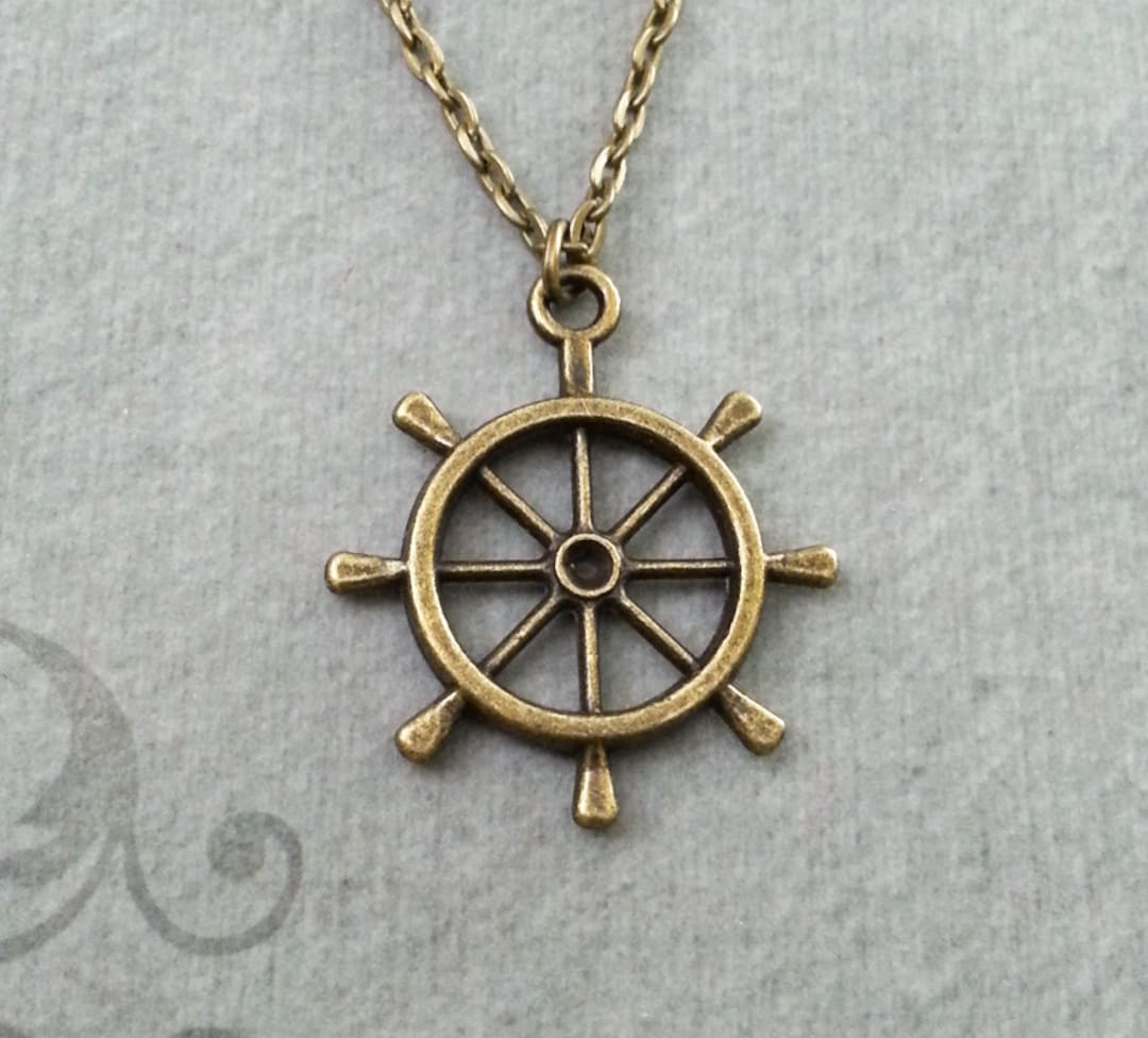 Ship Wheel Necklace Bronze Wheel Jewelry Ship's Wheel Necklace Helm ...