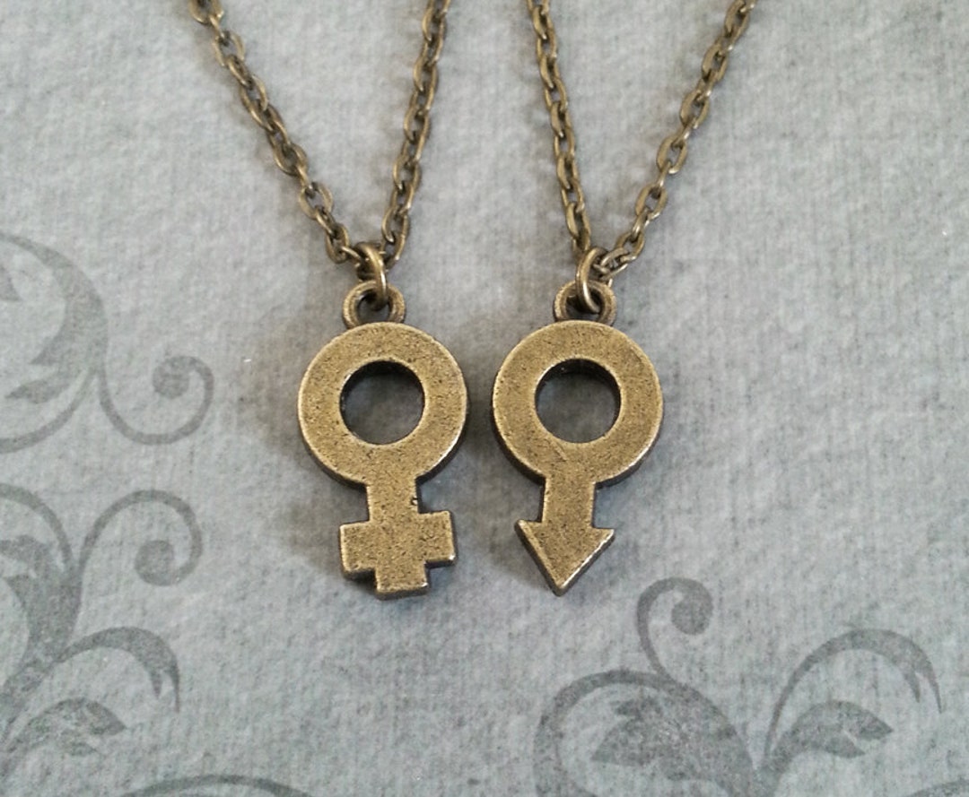 Mars and Venus Necklaces Mars Symbol Necklace Bronze Venus Symbol ...