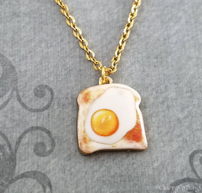 Egg Necklace SMALL Fried Egg on Toast Necklace Charm Pendant - Etsy