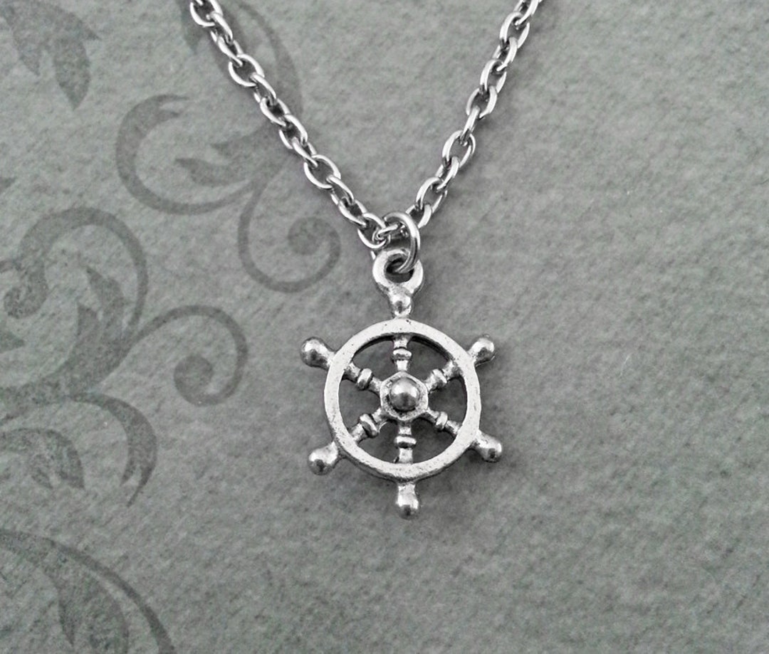 Ship Wheel Necklace, SMALL Ship Necklace, Pirate Necklace, Ship Jewelry ...