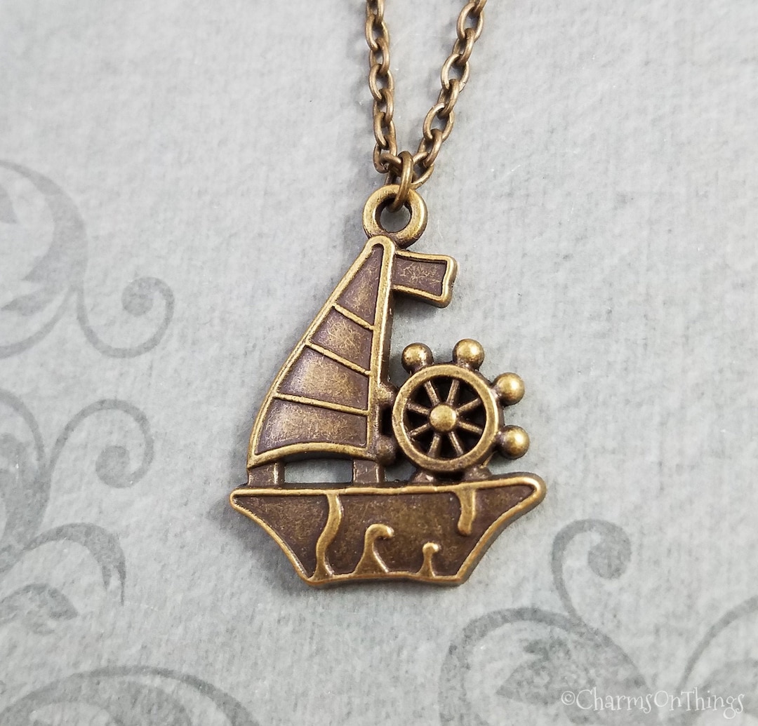 Sailboat Necklace Ship Necklace Pendant Necklace Boat Necklace Charm ...