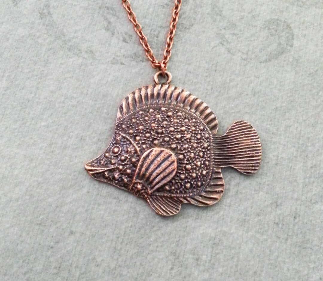 Fish Necklace LARGE Copper Fish Jewelry Fish Charm Necklace Fish ...