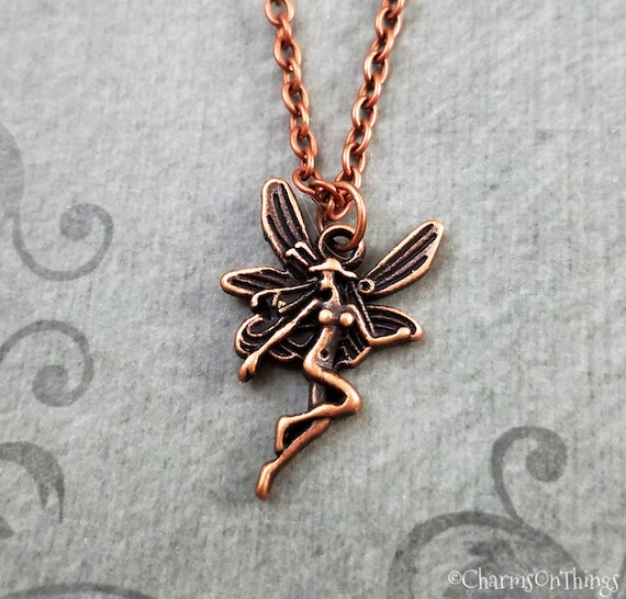 Fairy Necklace SMALL Fairy Jewelry Copper Necklace Fairy | Etsy
