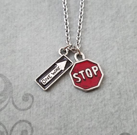 Stop Sign Necklace SMALL Red Stop Sign Charm Street Sign | Etsy