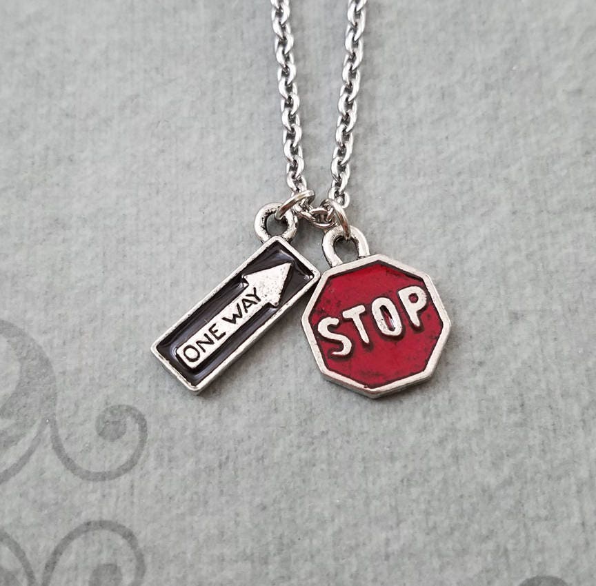 Stop Sign Necklace SMALL Red Stop Sign Charm Street Sign | Etsy