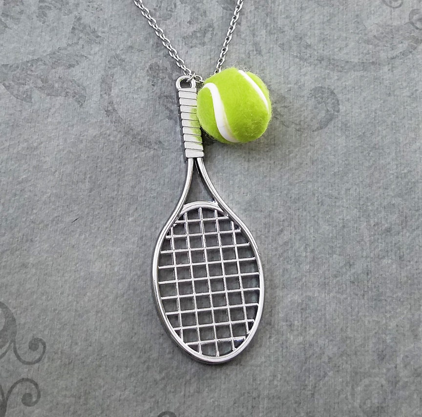 Tennis Necklace LARGE Tennis Racket Necklace Tennis Ball - Etsy