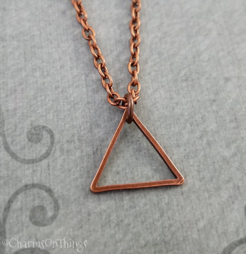 Triangle Necklace SMALL Copper Triangle Charm Necklace | Etsy