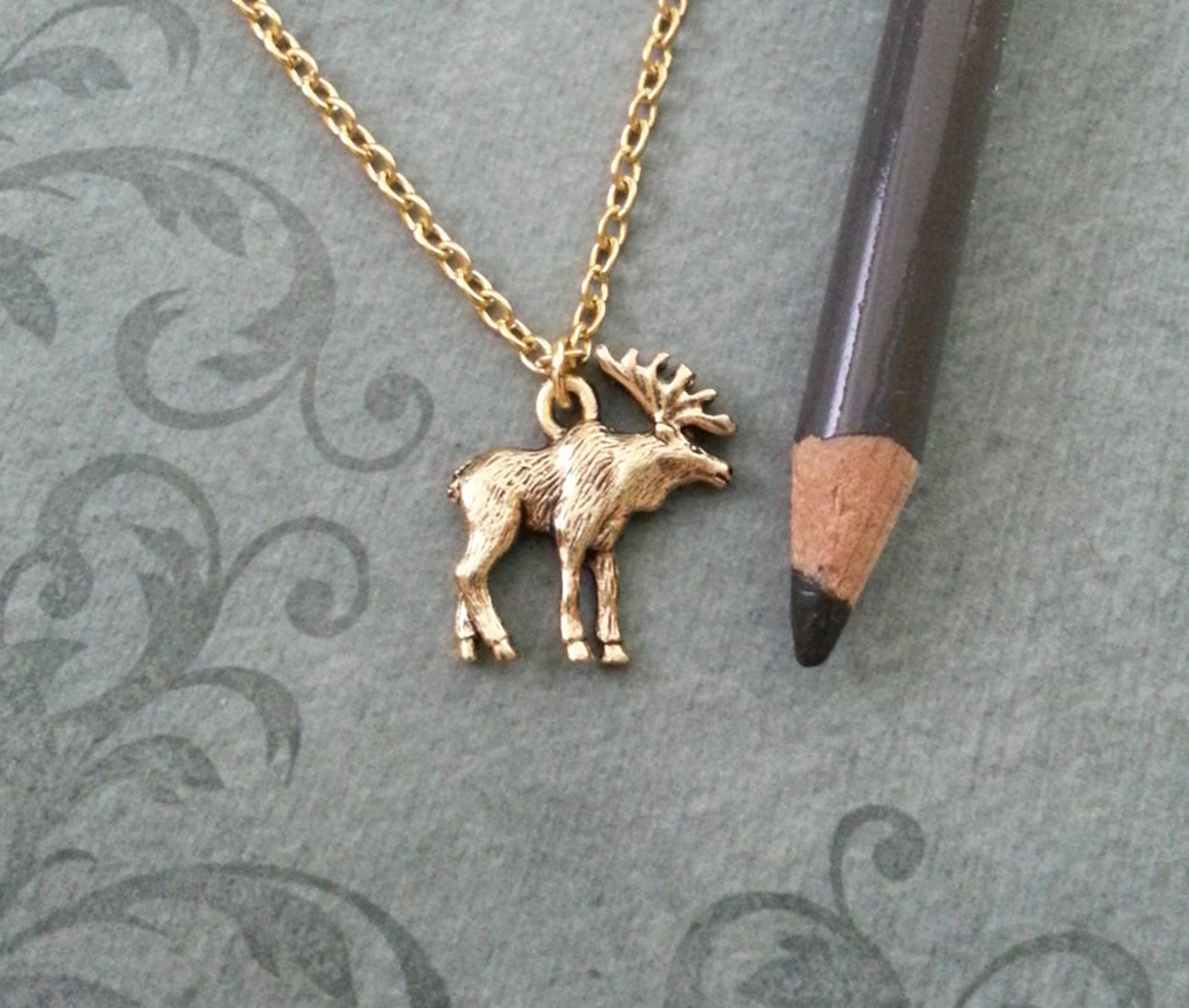Moose Necklace VERY SMALL Gold Moose Charm Necklace Moose - Etsy