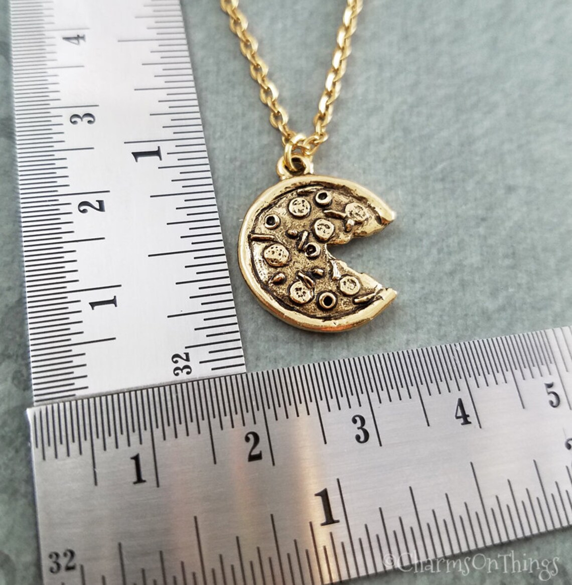 Pizza Necklace Pepperoni Pizza Jewelry Supreme Gold Pizza | Etsy