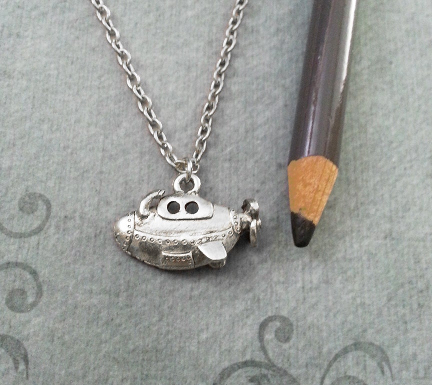 Submarine Necklace SMALL Submarine Jewelry Silver Submarine Charm ...