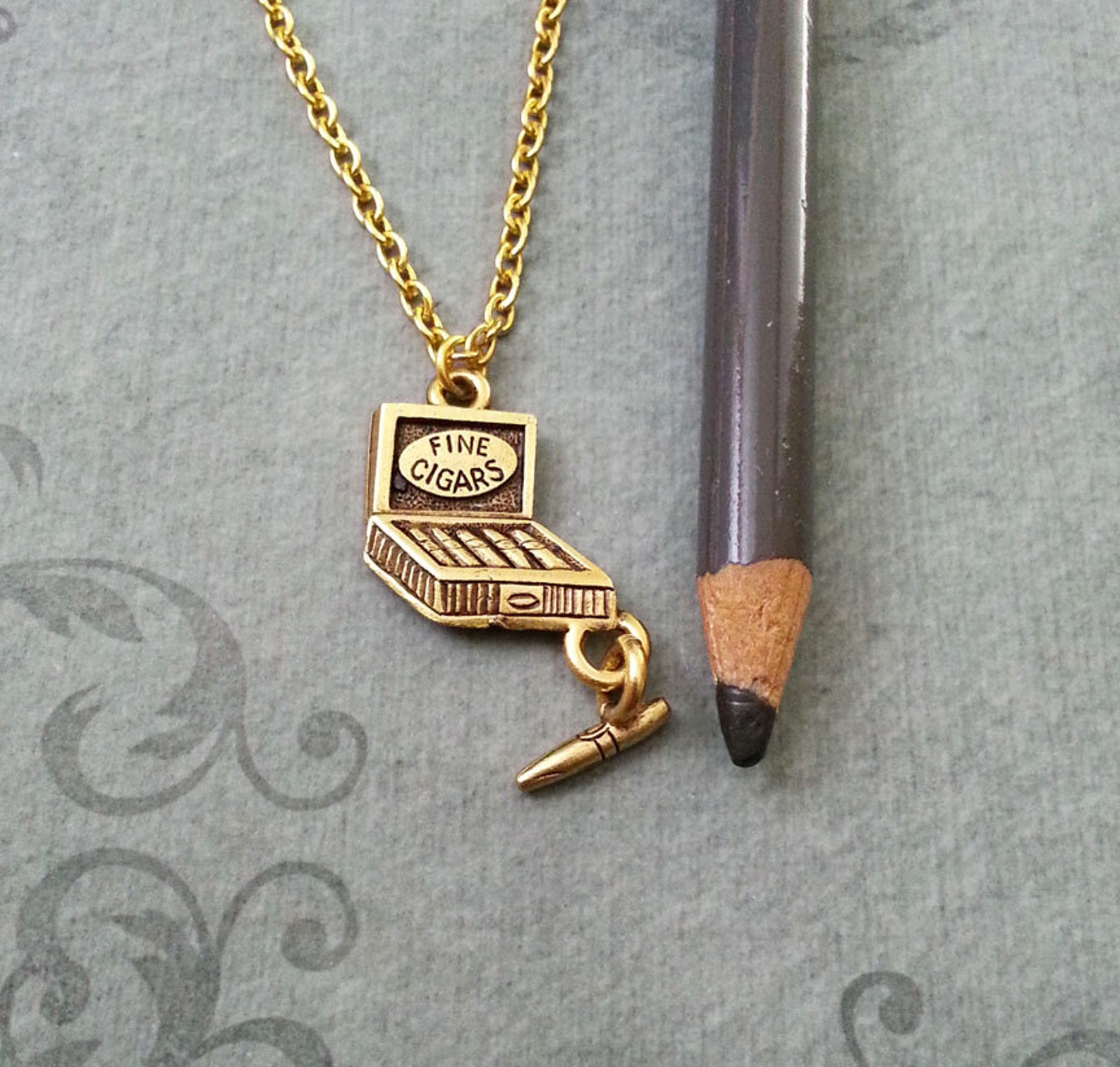 Cigar Necklace SMALL Box of Cigars Necklace Fine Cigars Charm - Etsy