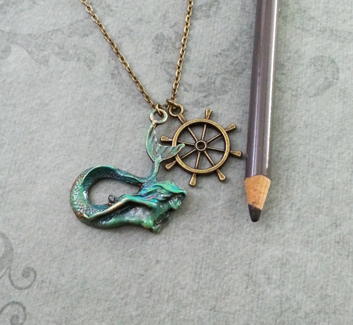 Mermaid Necklace Bronze Mermaid Jewelry Mermaid Pendant Ship | Etsy